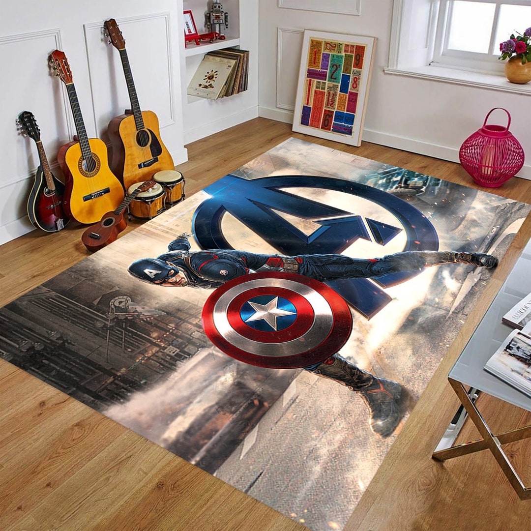Captain America Rug,super Brave,area Rug,gift for Her/him,girl/boy Room ...