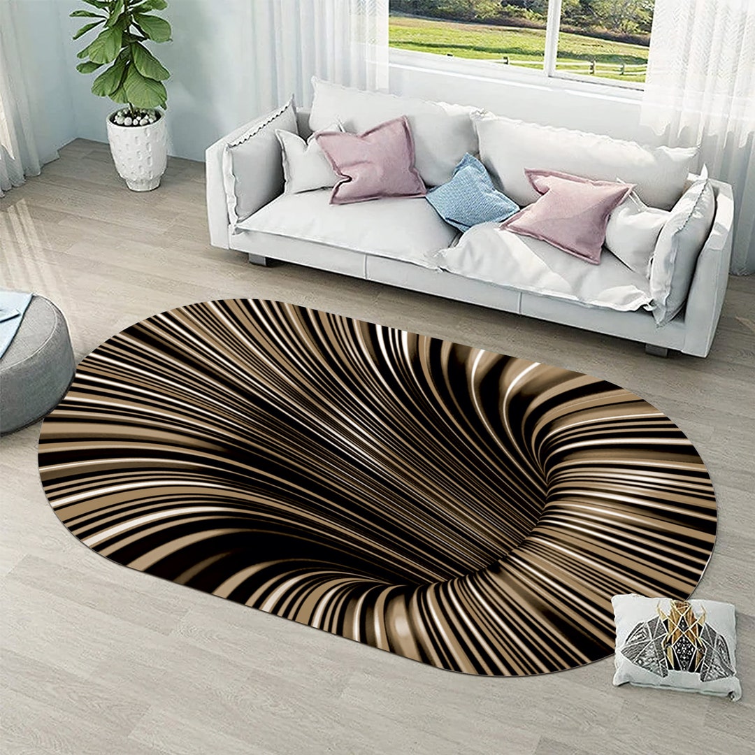 Oval Rug, 3D Vortex, Illusion Rug, for Living Room Rug, Fan Carpet ...