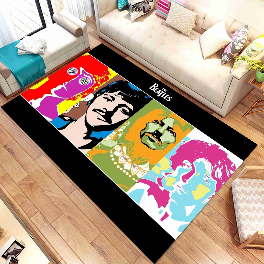 The Beatles Rug, British Rock Band the Beatles Rug,for Living Room Rug ...