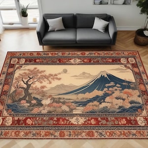 Japanese Rug,japanese Anime Ukiyo-e,mountain Rug,japanese Decor ...