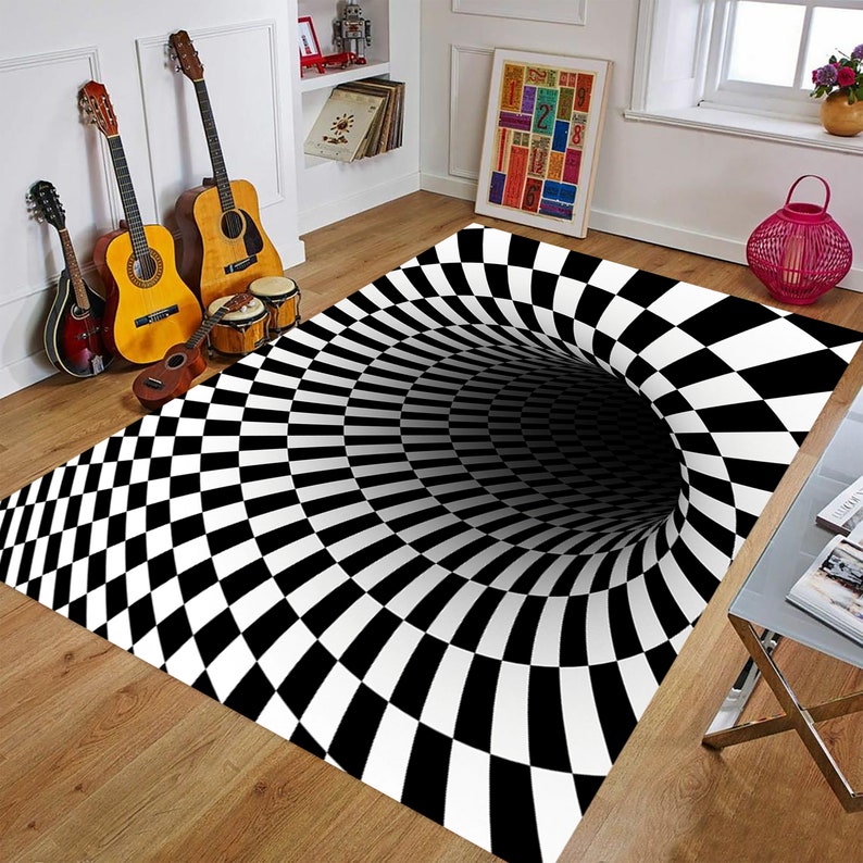 3D Vortex Illusion Rug for Living Room Rugfan Carpetarea - Etsy