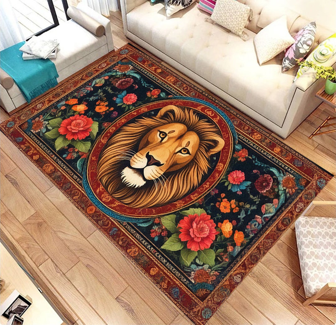 Wild Lion Rug,mystic Lion Rug,gothic Rug,goth Decor,classic Rug,animal ...
