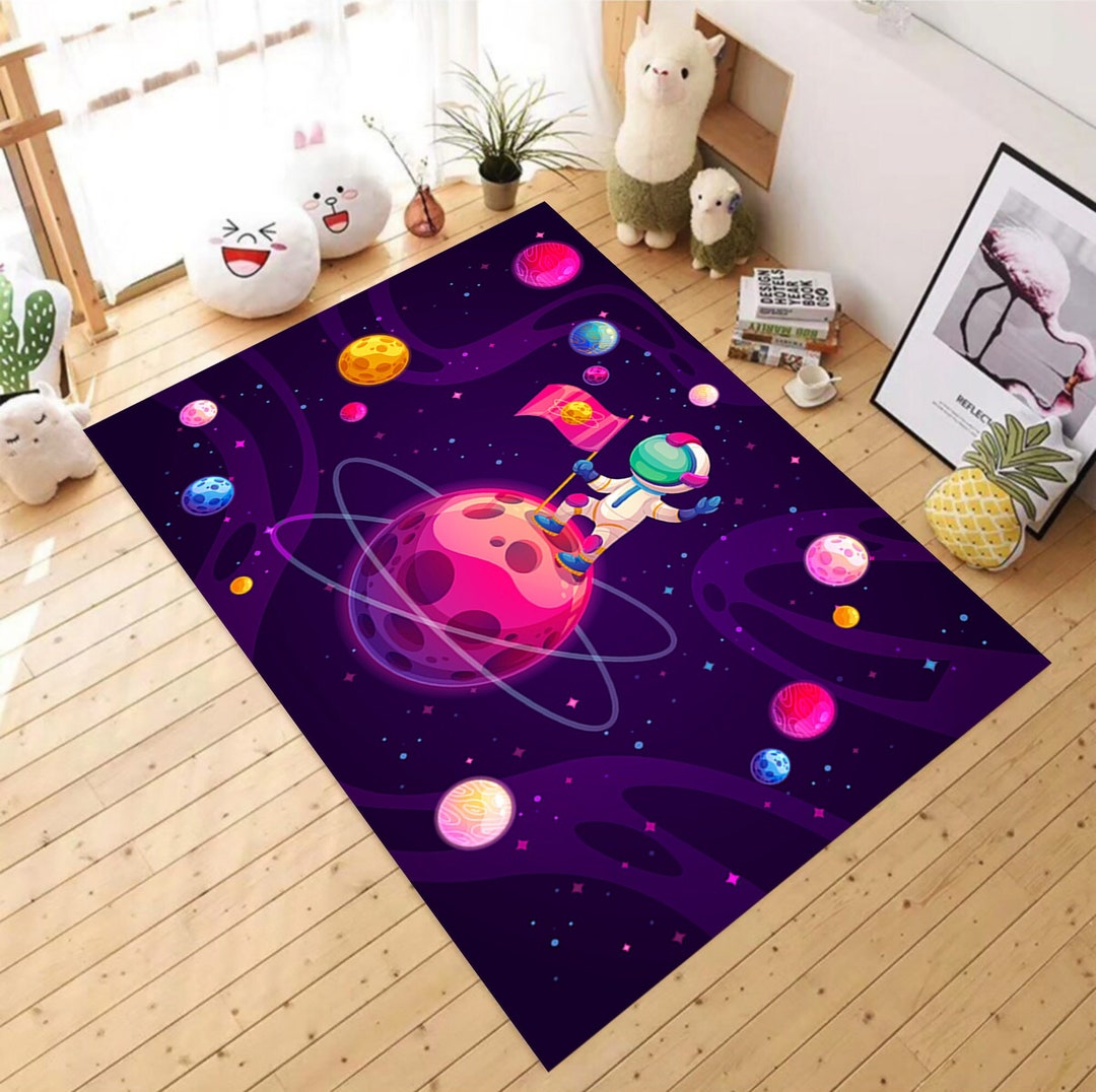 Purple Planet Rug,space Rug,for Living Room Rug,fan Carpet,area Rug,non ...