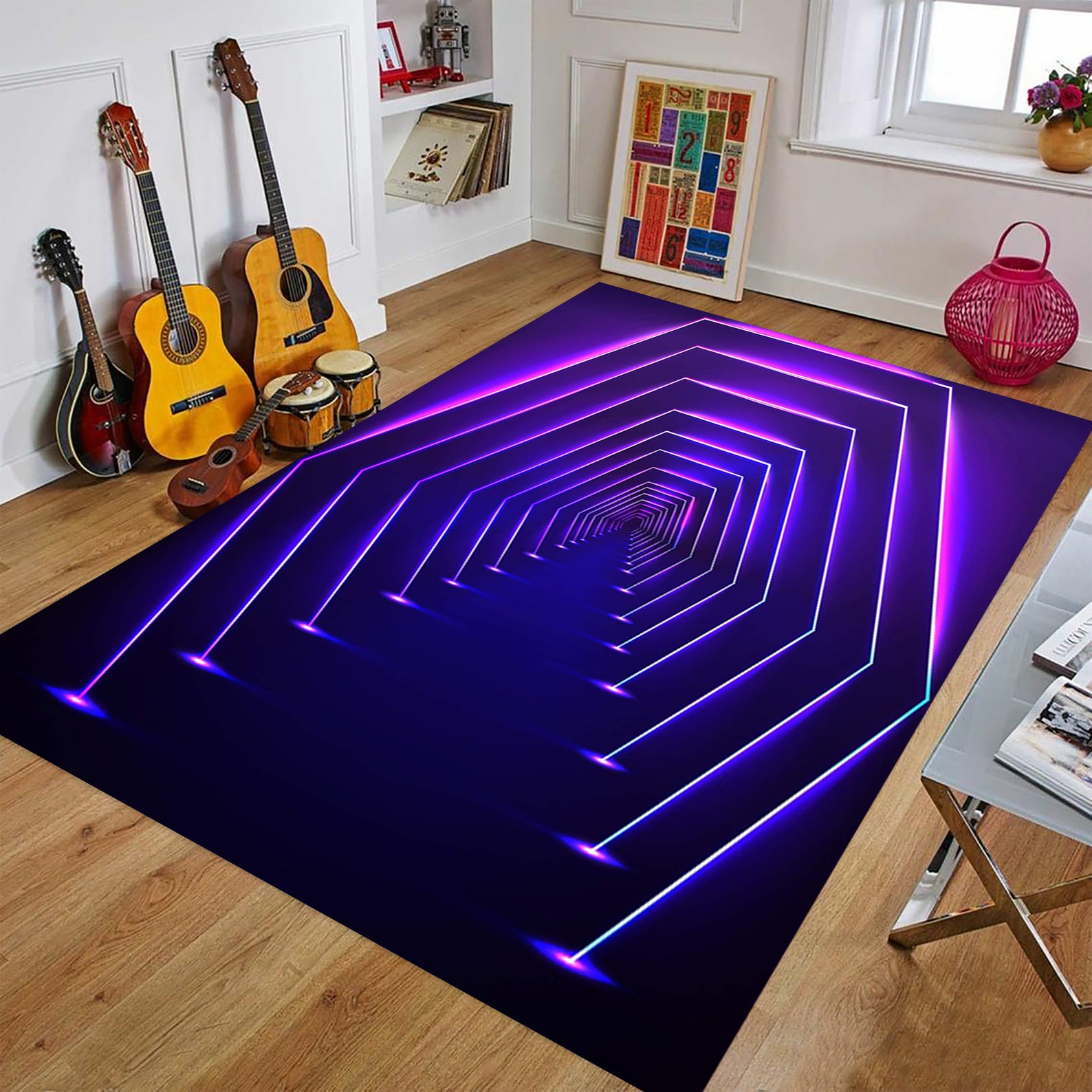 3D Led Lights Illusion Rug3d Rugfor Living Room Rugfan - Etsy