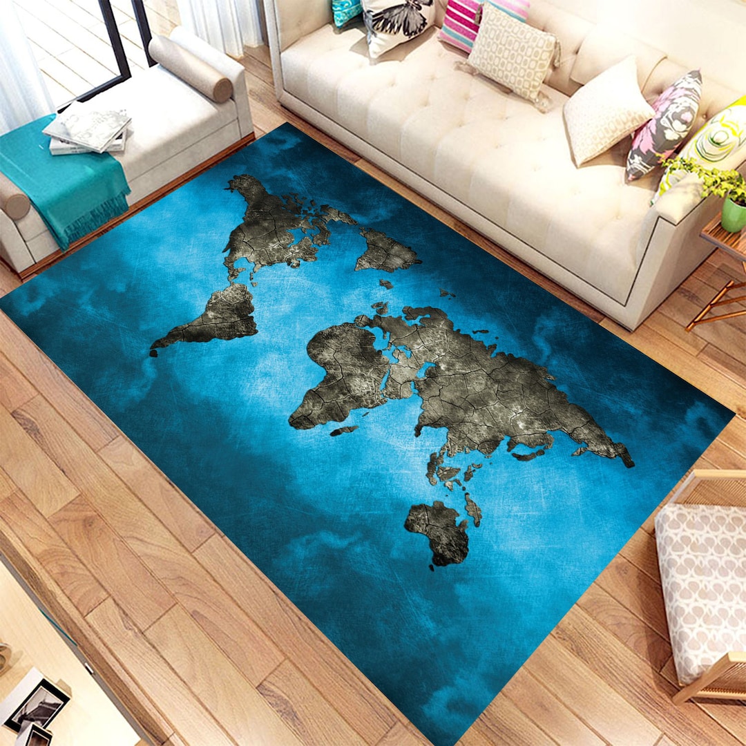 Education Rug, World Map, Kids Room Decor, Game Carpet, for Living Room ...