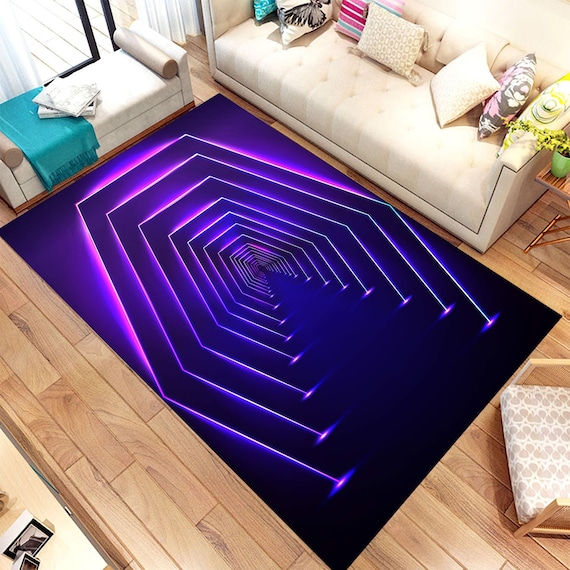 3D Led Lights Illusion Rug3d Rugfor Living Room Rugfan | Etsy