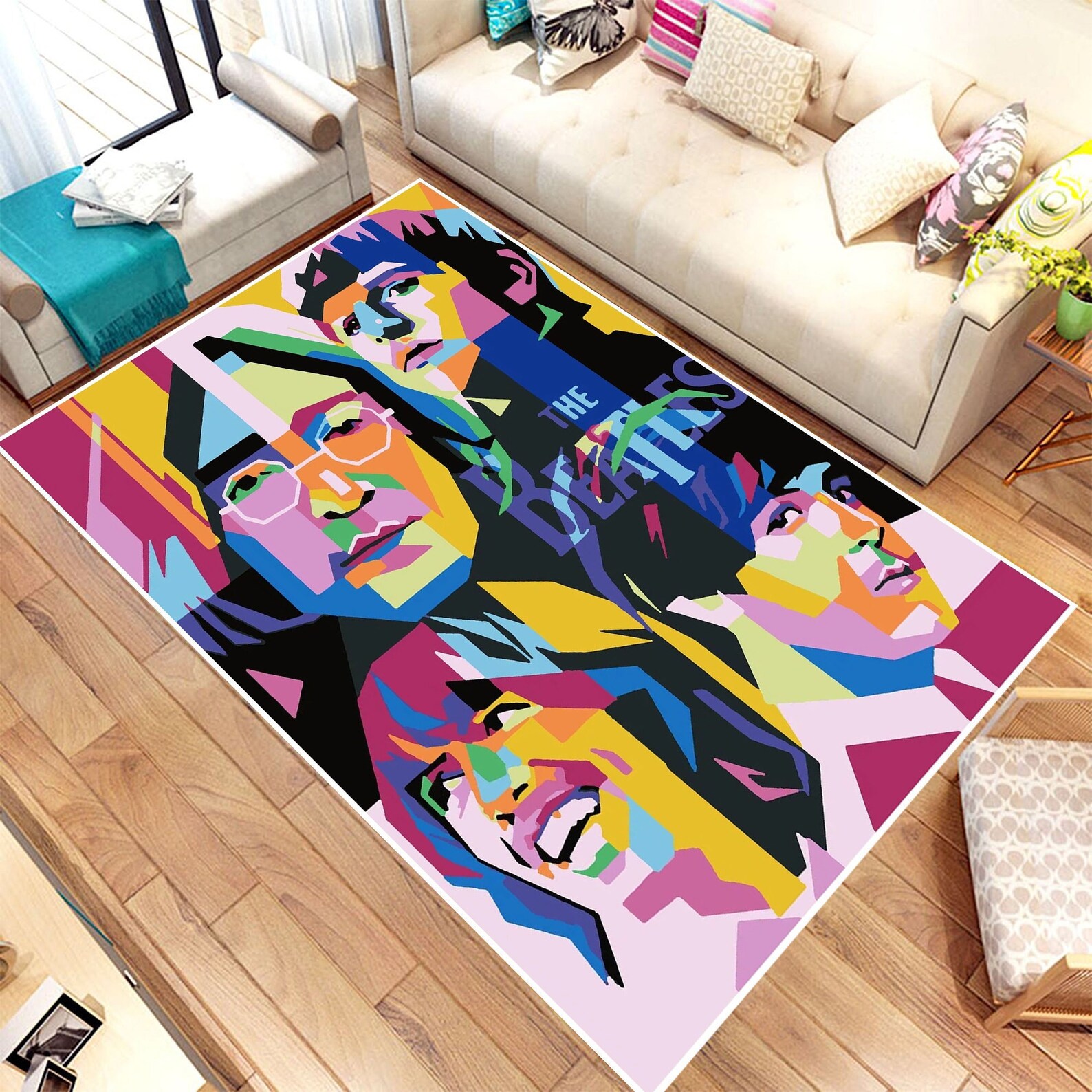 The Beatles Rug, British Rock Band the Beatles Rug,for Living Room Rug ...