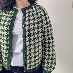 Knitting Pattern: Hennessey Houndstooth Cardigan - Etsy