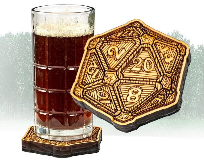 Dnd D20 Dice Coaster Wooden Dungeons and Dragons Coaster Dnd Gift ...