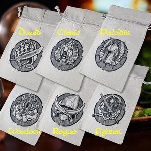 Dnd Class Dice Drawstring Bags | Dnd Bag of Holding | D&D Gift | RPG ...