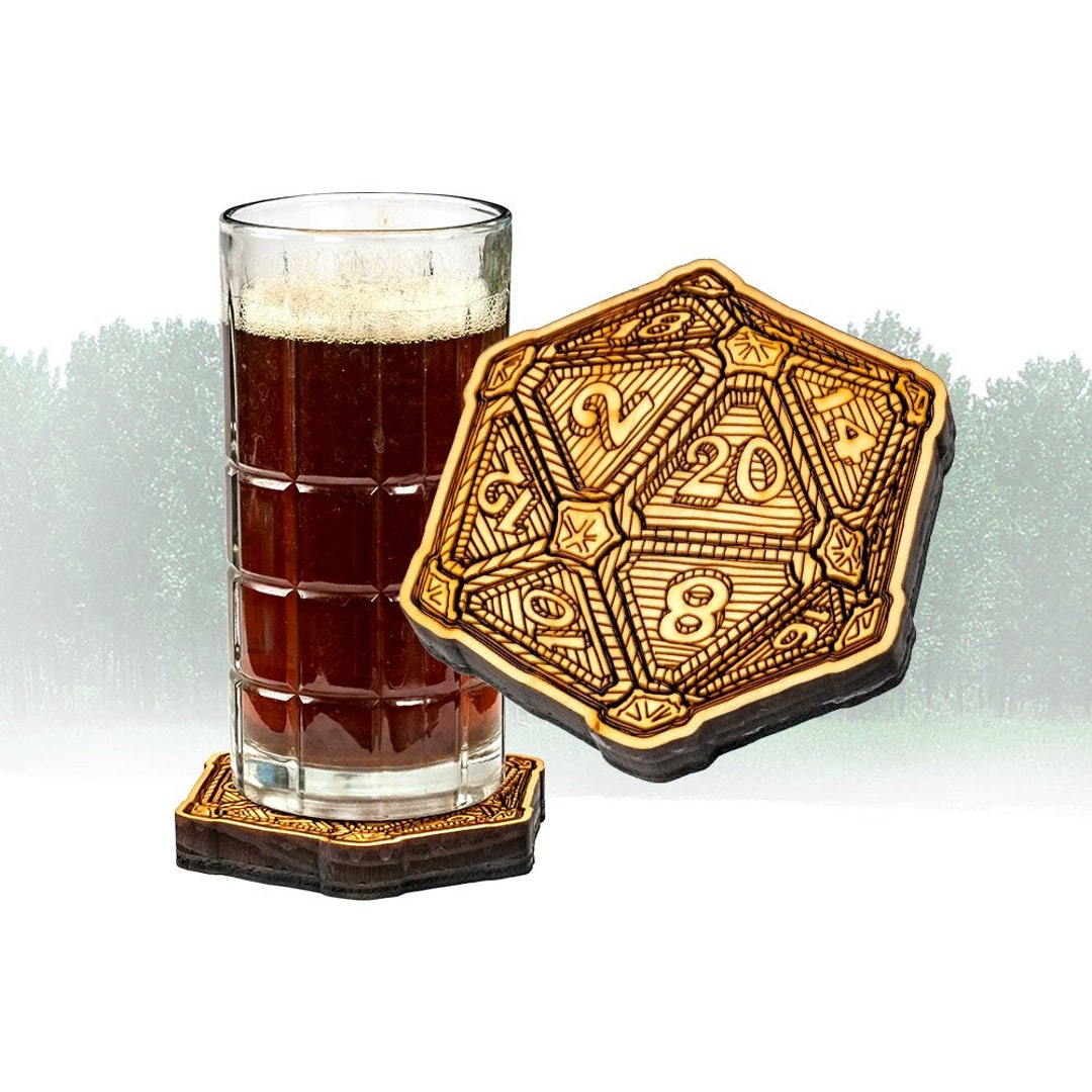 Dnd D20 Dice Coaster | Wooden Dungeons and Dragons Coaster | Dnd Gift ...