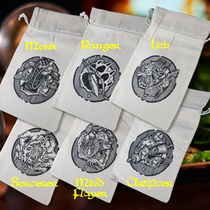 Dnd Class Dice Drawstring Bags | Dnd Bag of Holding | D&D Gift | RPG ...