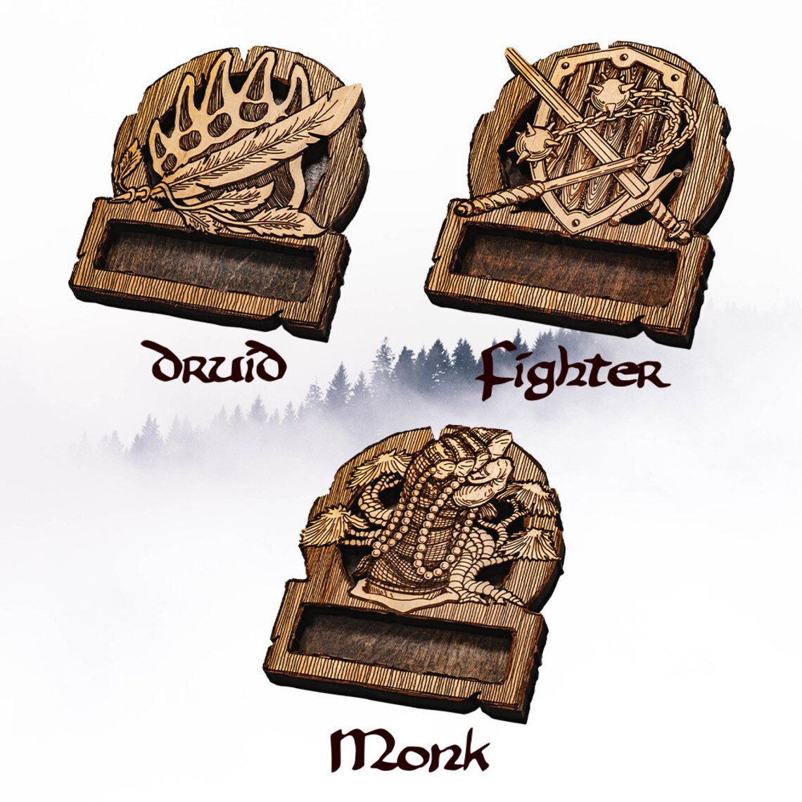 Dnd Class Dice Holder Coaster Wooden Class Holders Dnd - Etsy