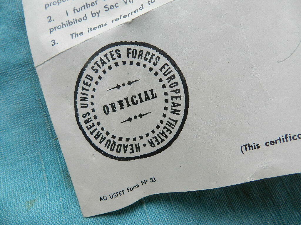 WWII American Capture Paper Certificate - Sec VI, Cir 155, WD 28 May ...