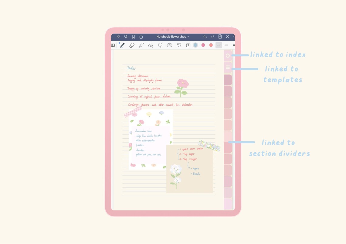 Cute Digital Notebook: Flower Shop for Goodnotes - Etsy