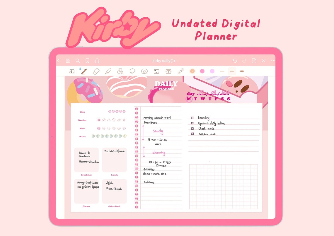 Cute Kirby's Dream Bffet Digital Planner | Goodnotes Templates ...