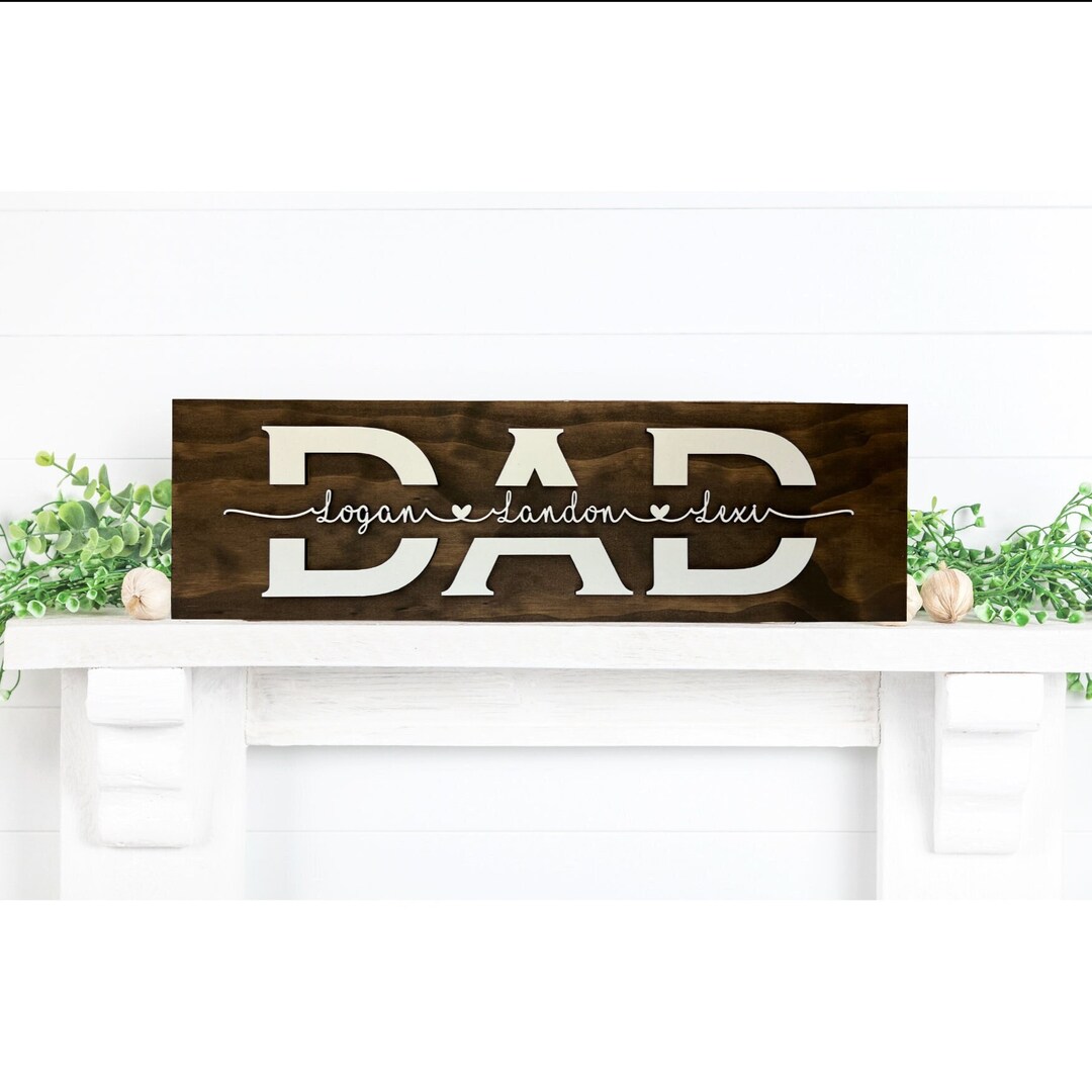 Dad Wood Sign With Kids Names | Father’s Day Gift | Christmas Gift for ...
