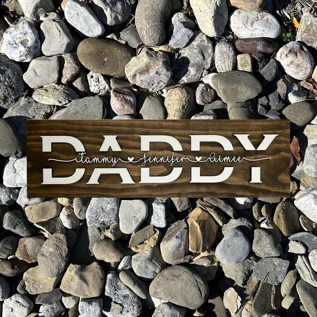 Daddy Wood Sign With Kids Names, Birthday Gift for Dad, Personalized ...