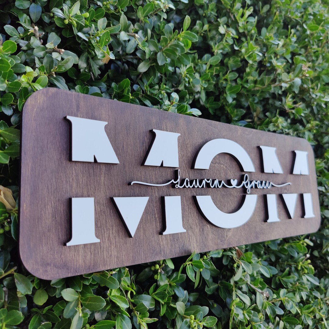Mom Wood Sign With Kids Names, Mother's Day, Birthday Gift for Mom ...
