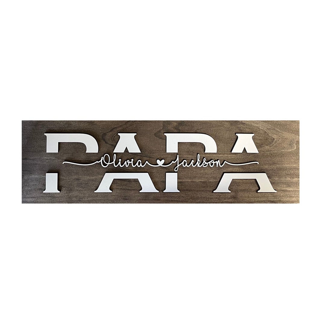 PAPA Wood Sign With Kids Names, Personalized PAPA Sign, Father's Day ...