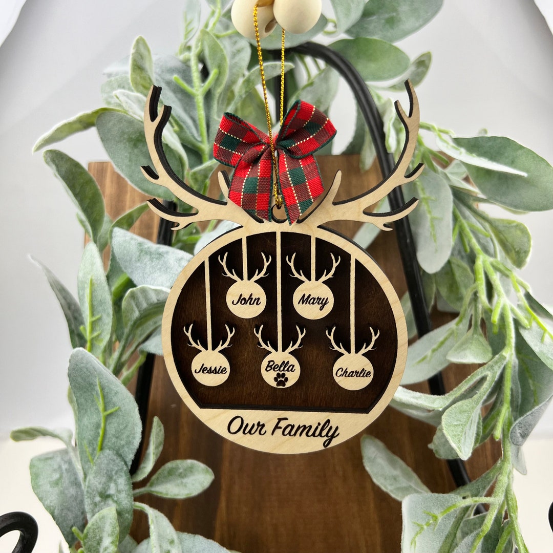 Personalized Family and Pet Ornament, Family Christmas Ornament, Custom ...