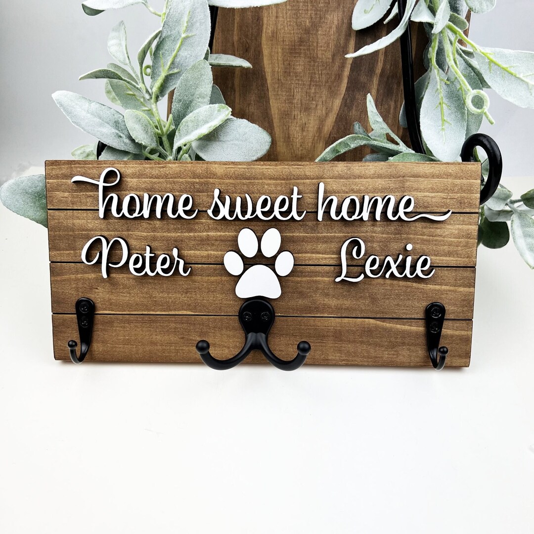 Personalized Home Sweet Home Key & Leash Holder - Perfect Gift for Pet ...