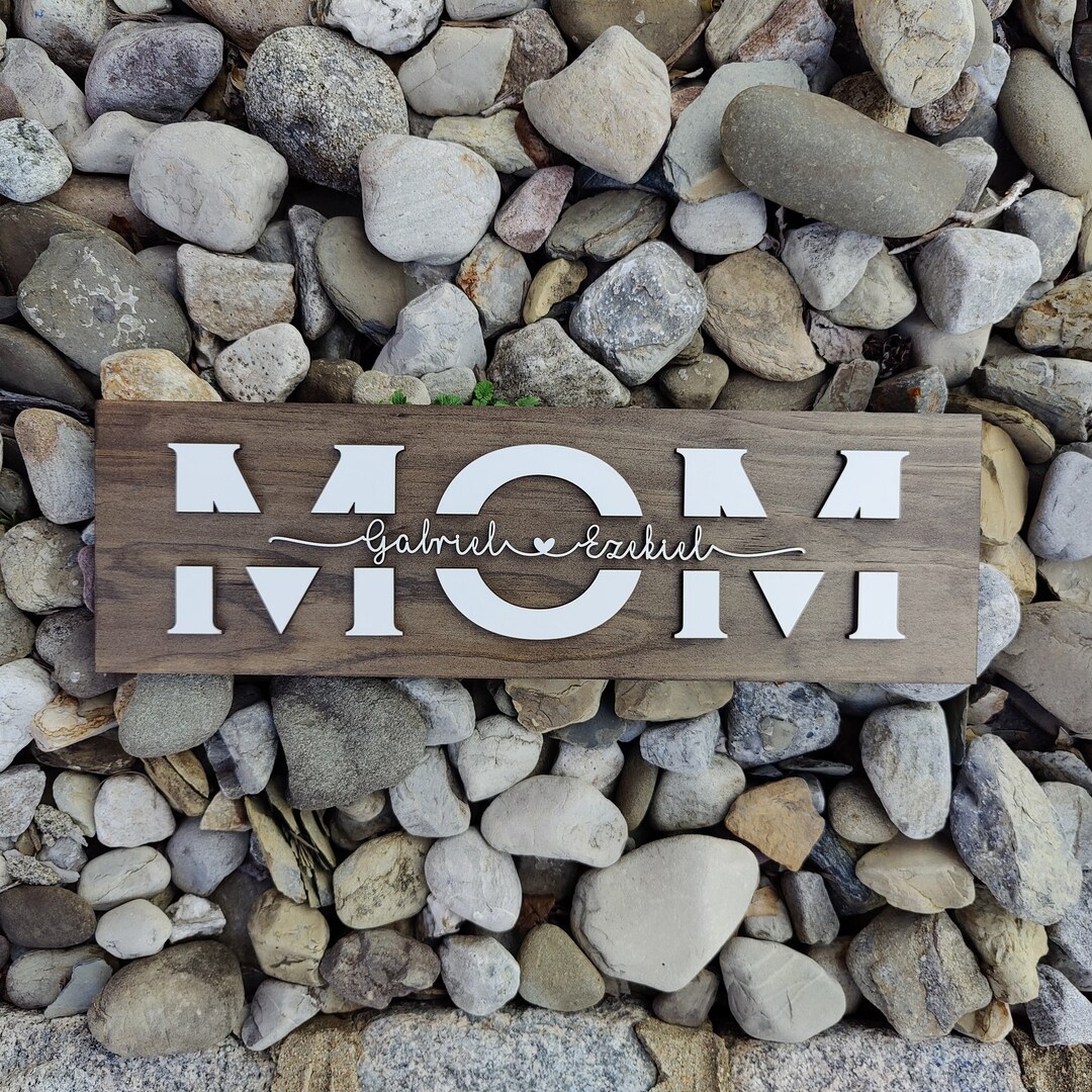 Mom Wood Sign With Kids Names, 3D Letters, Birthday Gift for Mom ...