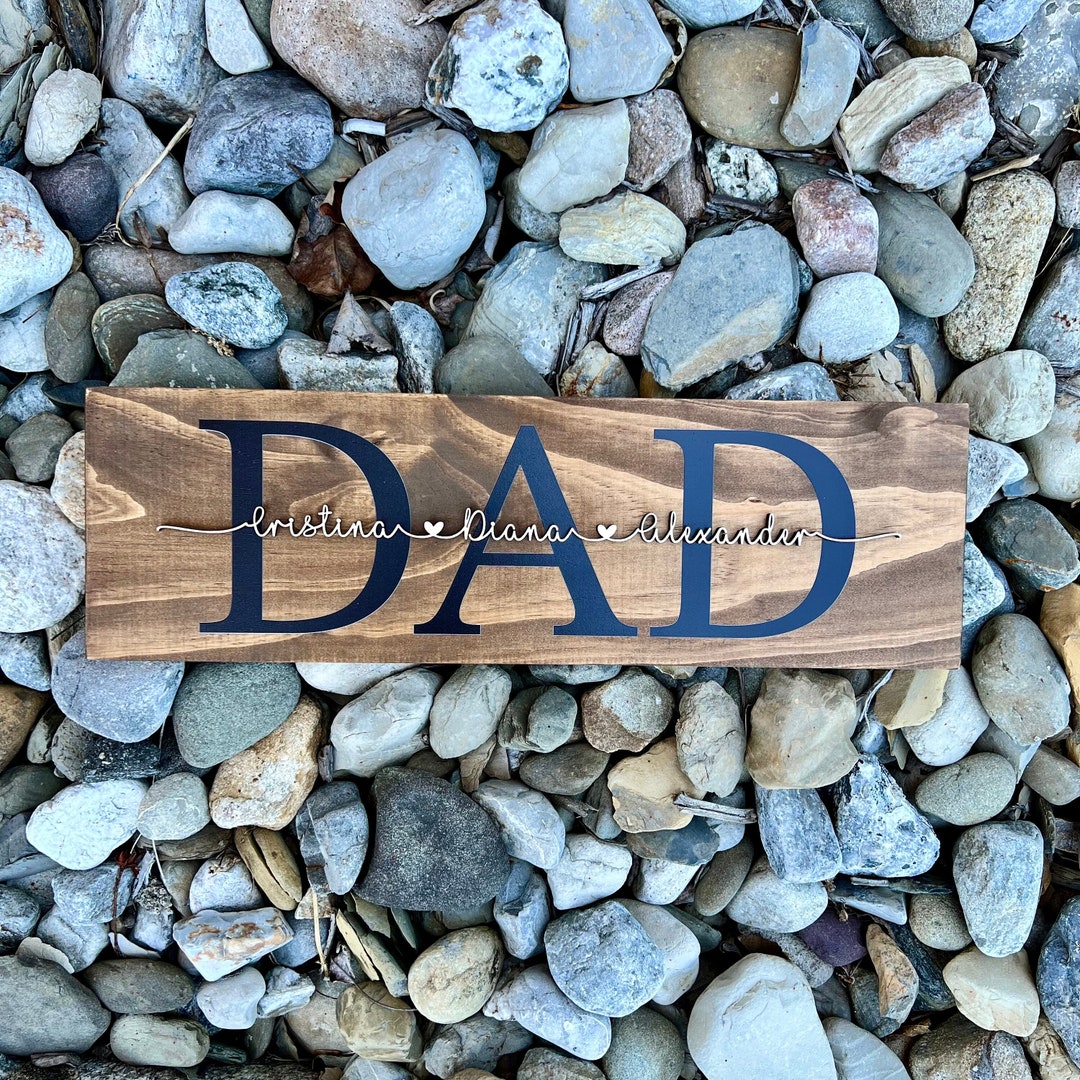 Personalized Dad Wood Sign | Custom Kids Names | Birthday Gift From ...