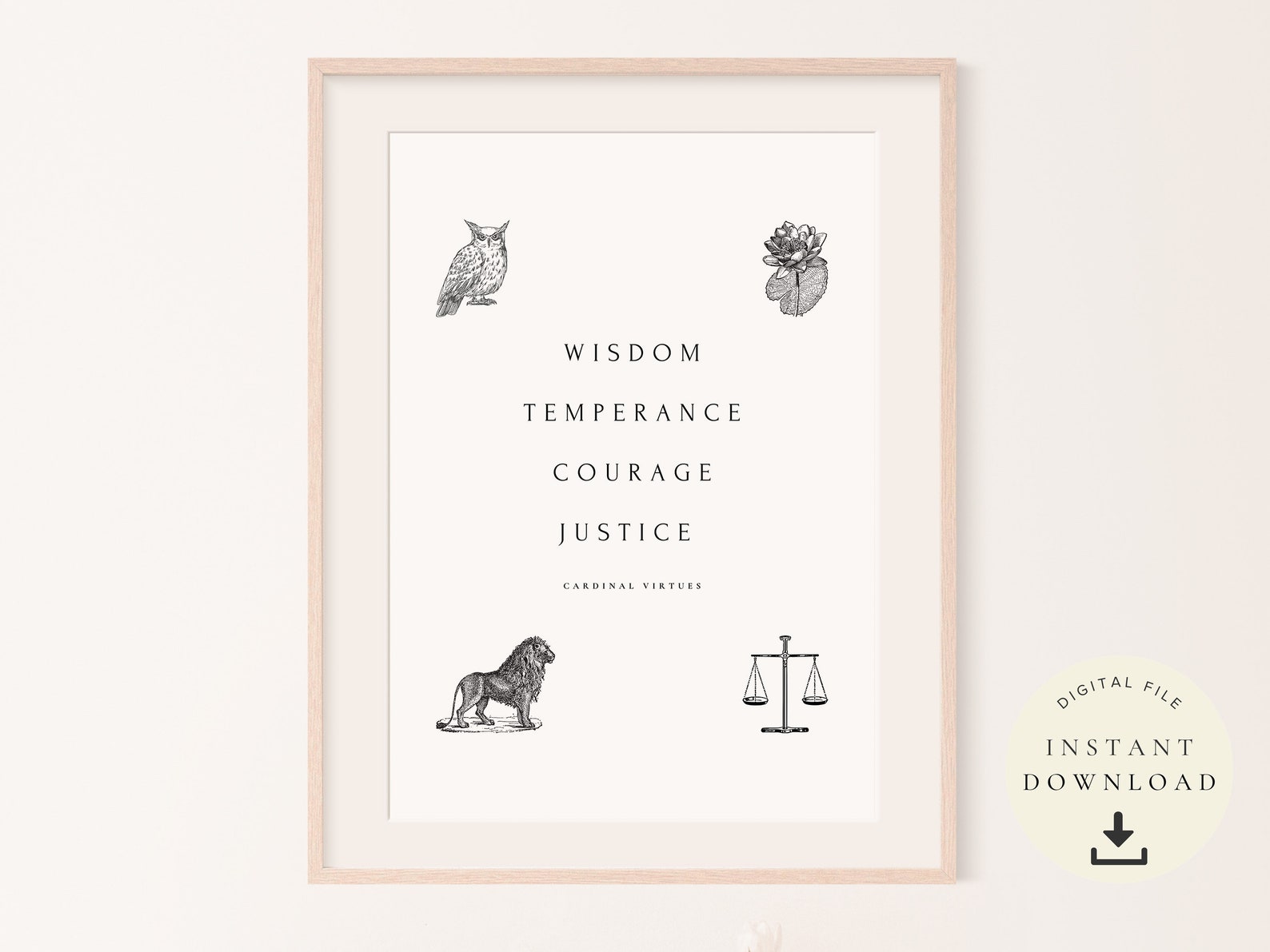 Cardinal Virtues Stoicism Print Daily Stoic Wisdom Quote - Etsy