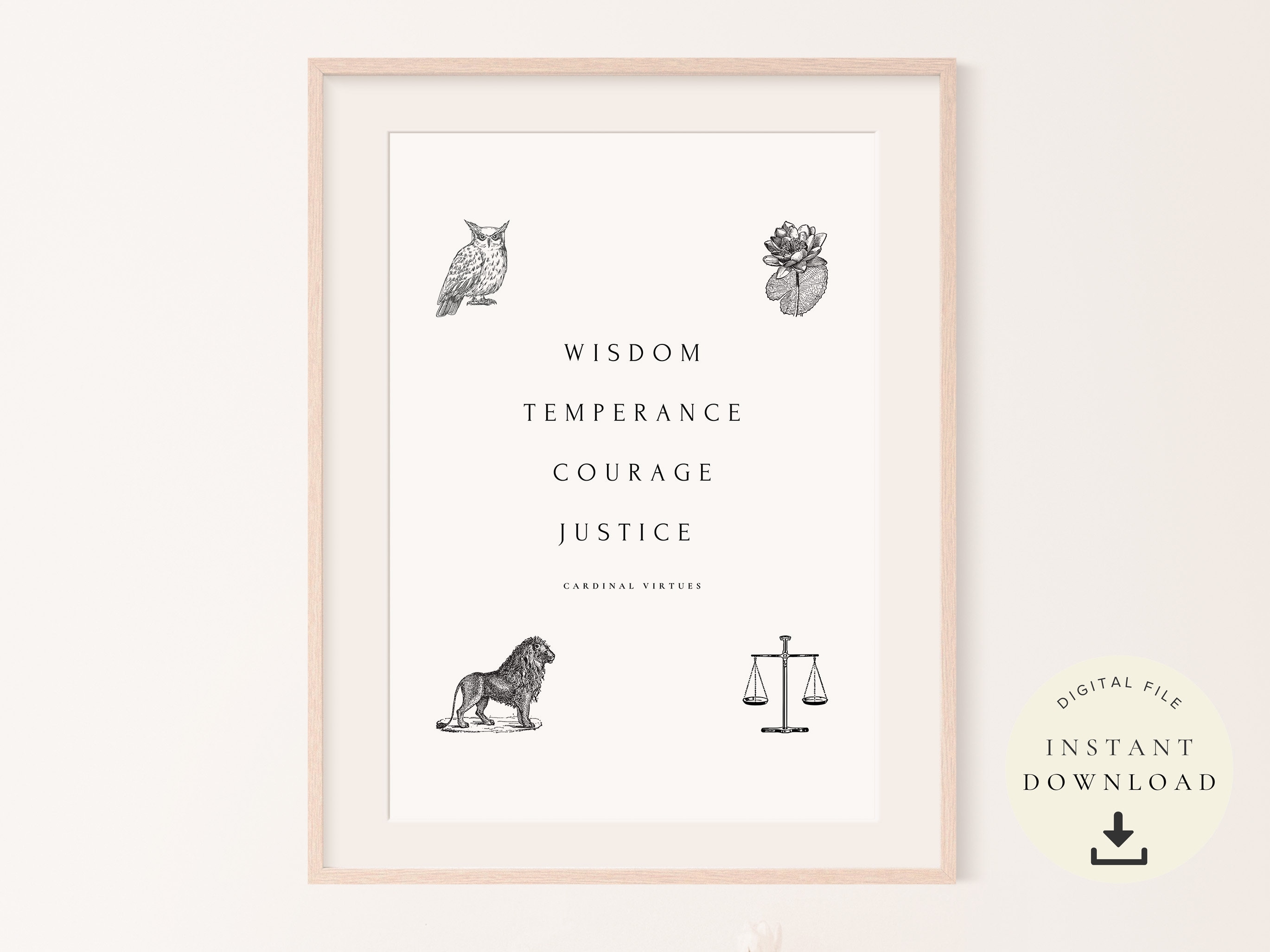 Cardinal Virtues Stoicism Print Daily Stoic Wisdom Quote - Etsy