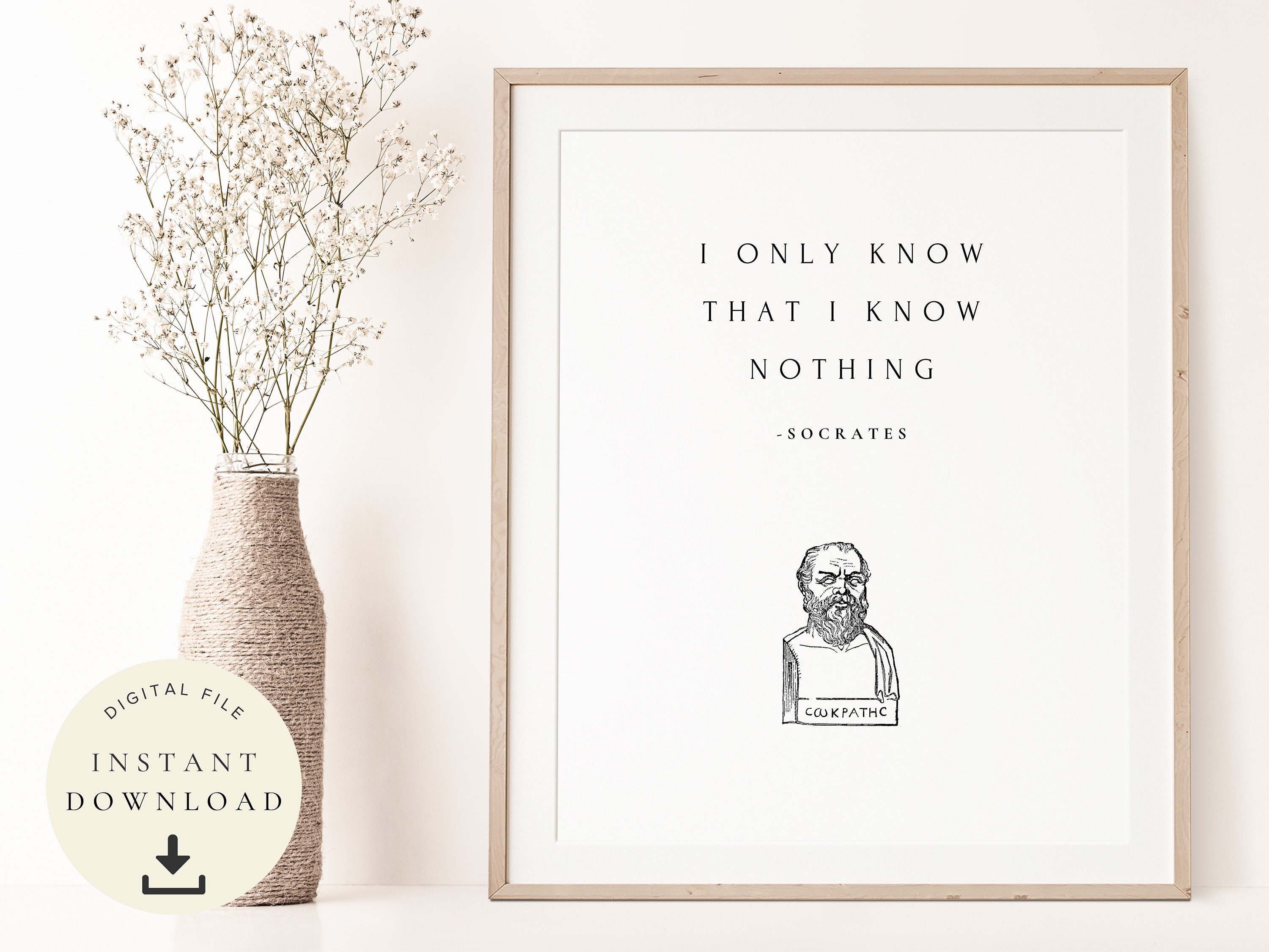 Socrates Head Know Nothing Poster Philosophical Quotes - Etsy