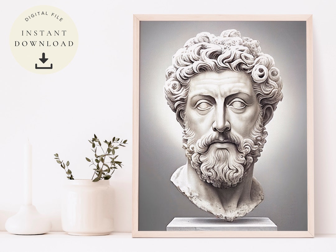 Marcus Aurelius Portrait, Stoicism Philosophy, Gift for Stoic , Roman ...
