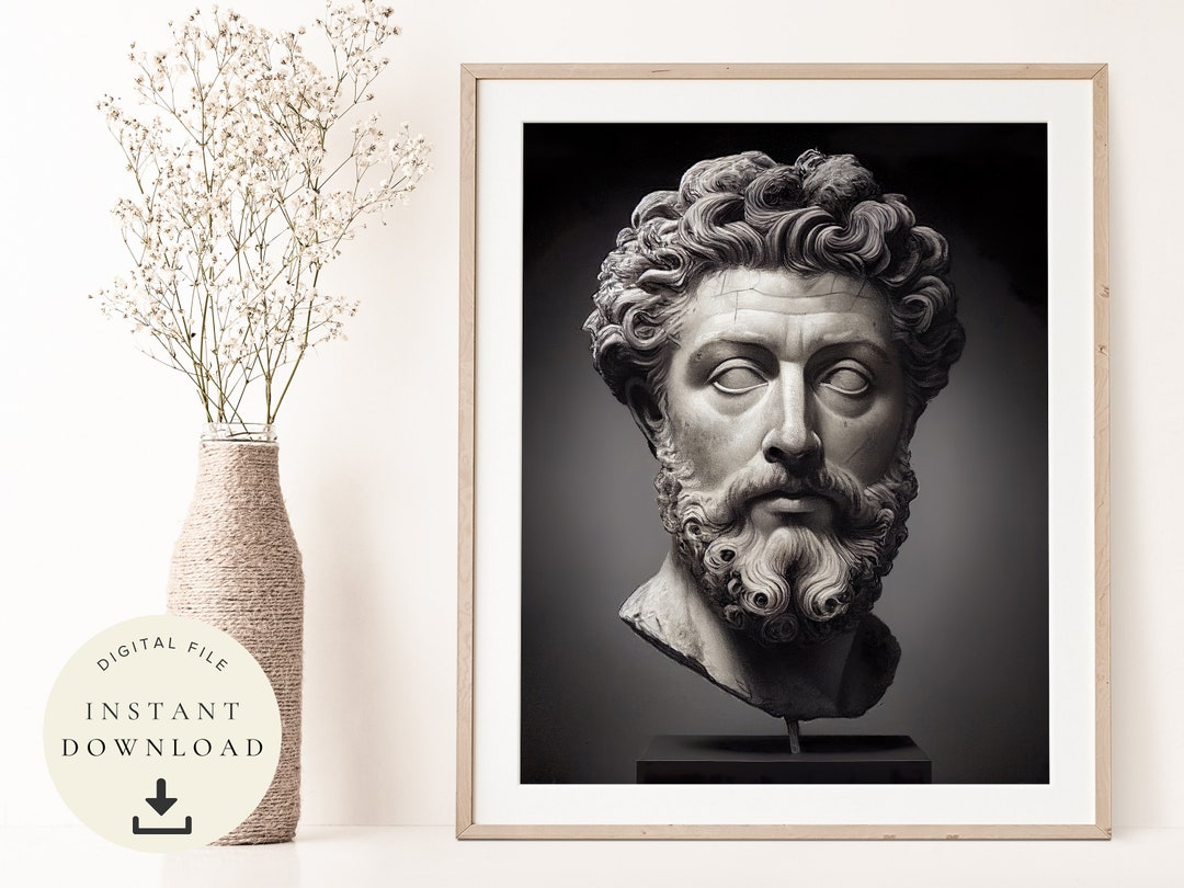 Marcus Aurelius Print, Stoicism, Portrait Art, Motivational Poster ...