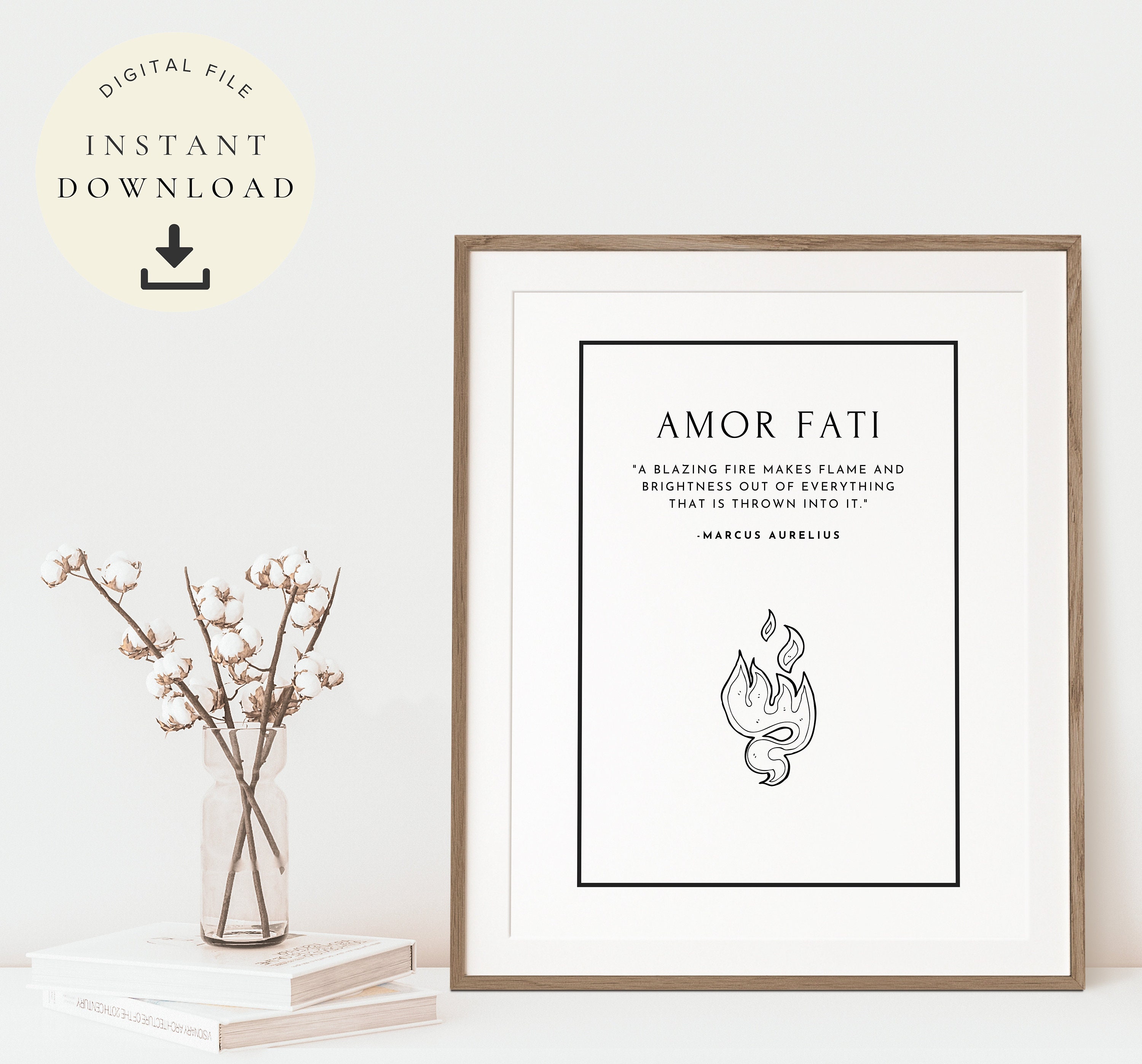 Amor Fati Print, Marcus Aurelius Art, Stoic Affirmation, Stoicism ...