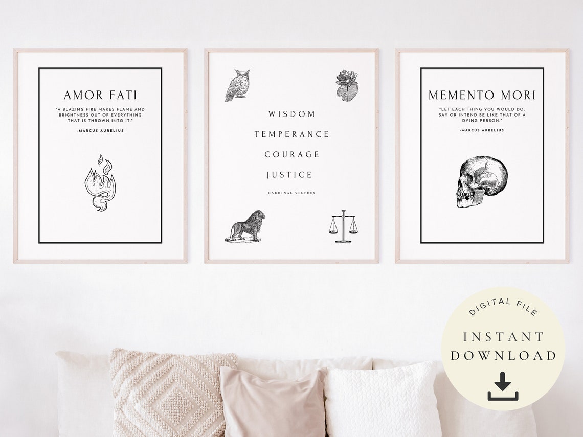 Stoic Poster, Stoicism Art, Meditations , Amor Fati Print, Memento Mori ...
