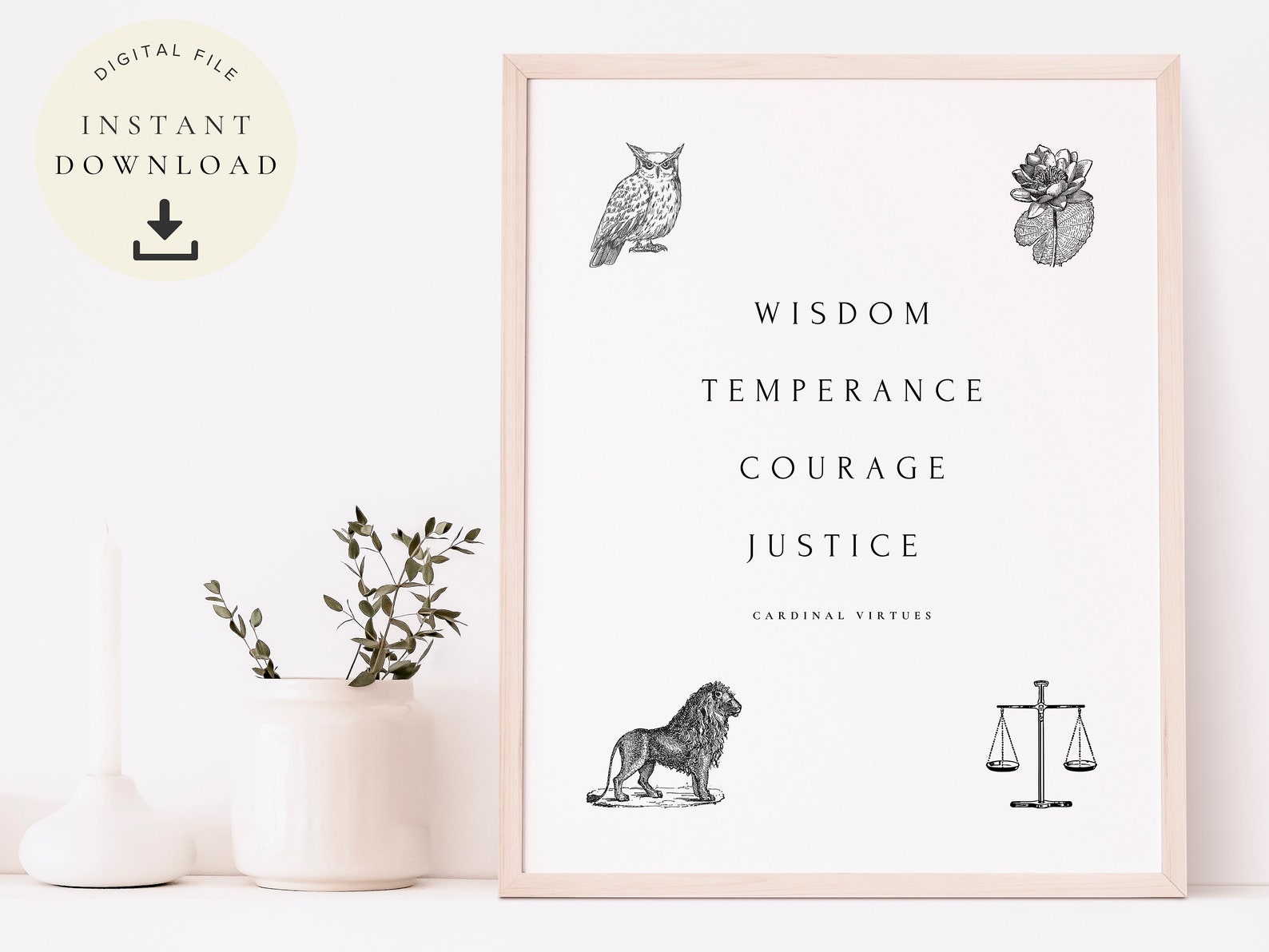 Cardinal Virtues Stoicism Print Daily Stoic Wisdom Quote - Etsy