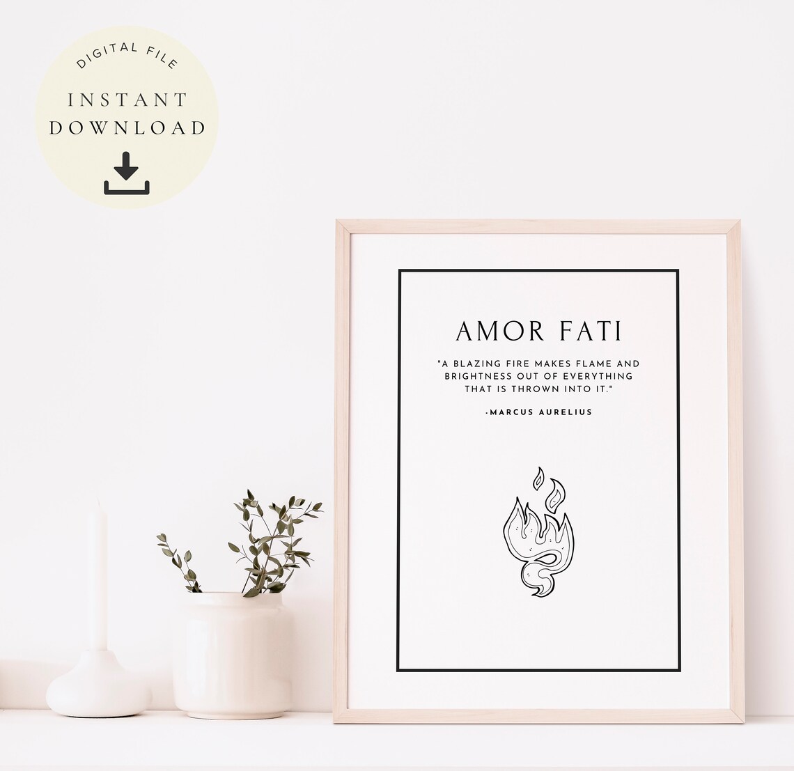 Amor Fati Print, Marcus Aurelius Art, Stoic Affirmation, Stoicism ...