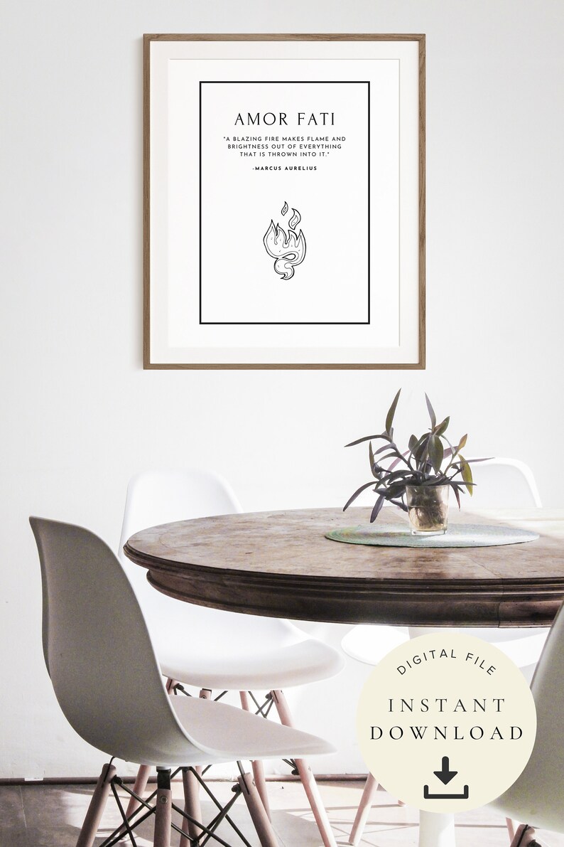 Amor Fati Print Marcus Aurelius Art Stoic Affirmation Stoicism