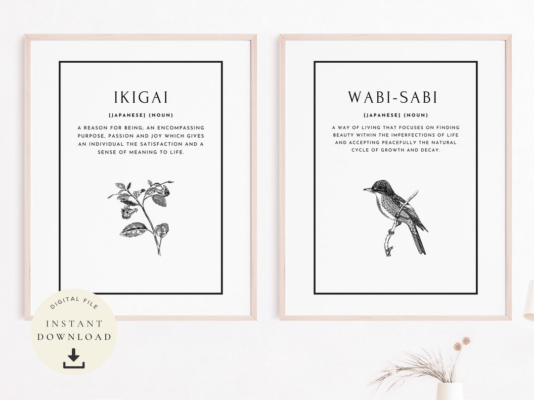 Ikigai Poster, Wabi Sabi, Japanese Gift, Zen Wall Art, Definition Print ...