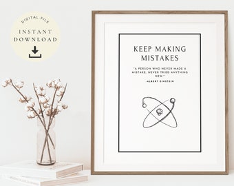 Albert Einstein Quote Profile Poster in the Middle of - Etsy