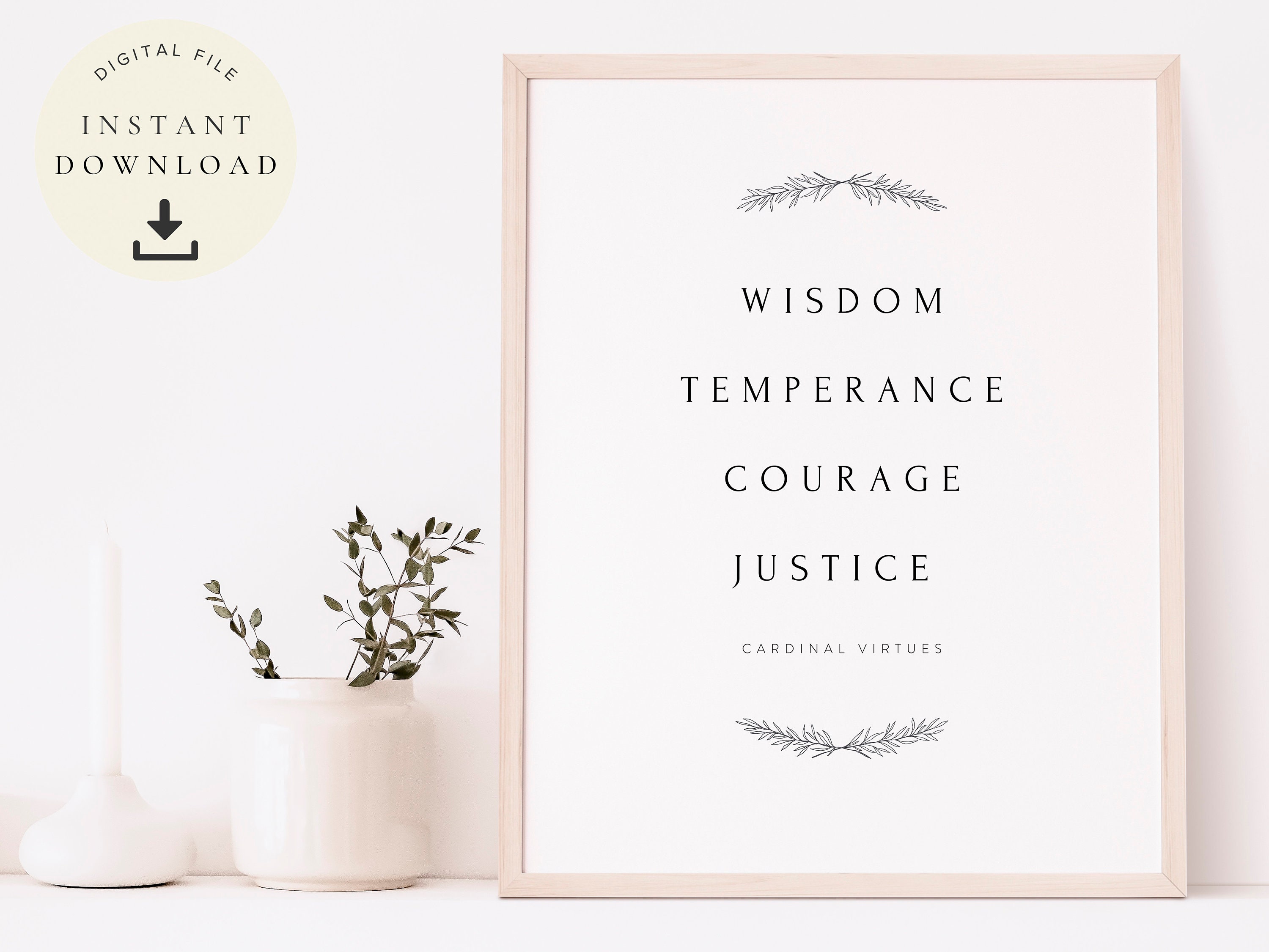 Stoic Virtues, Stoicism Print, Motivational Poster, Inspirational Quote ...