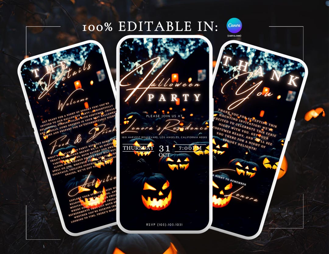 Customizable Halloween Party Digital Invitation Template | Editable ...