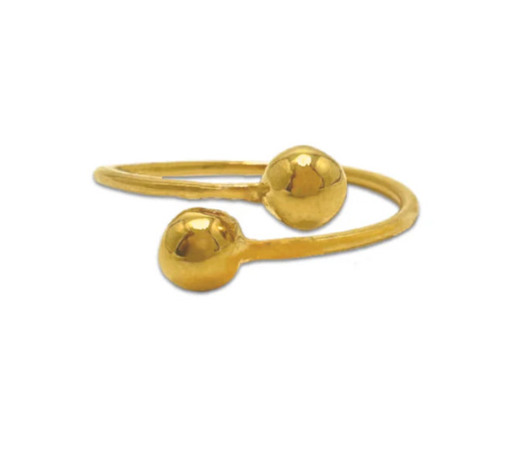 Gold Open Ring / Double Ball Ring / Handmade Gold Ring / Sphere Open ...