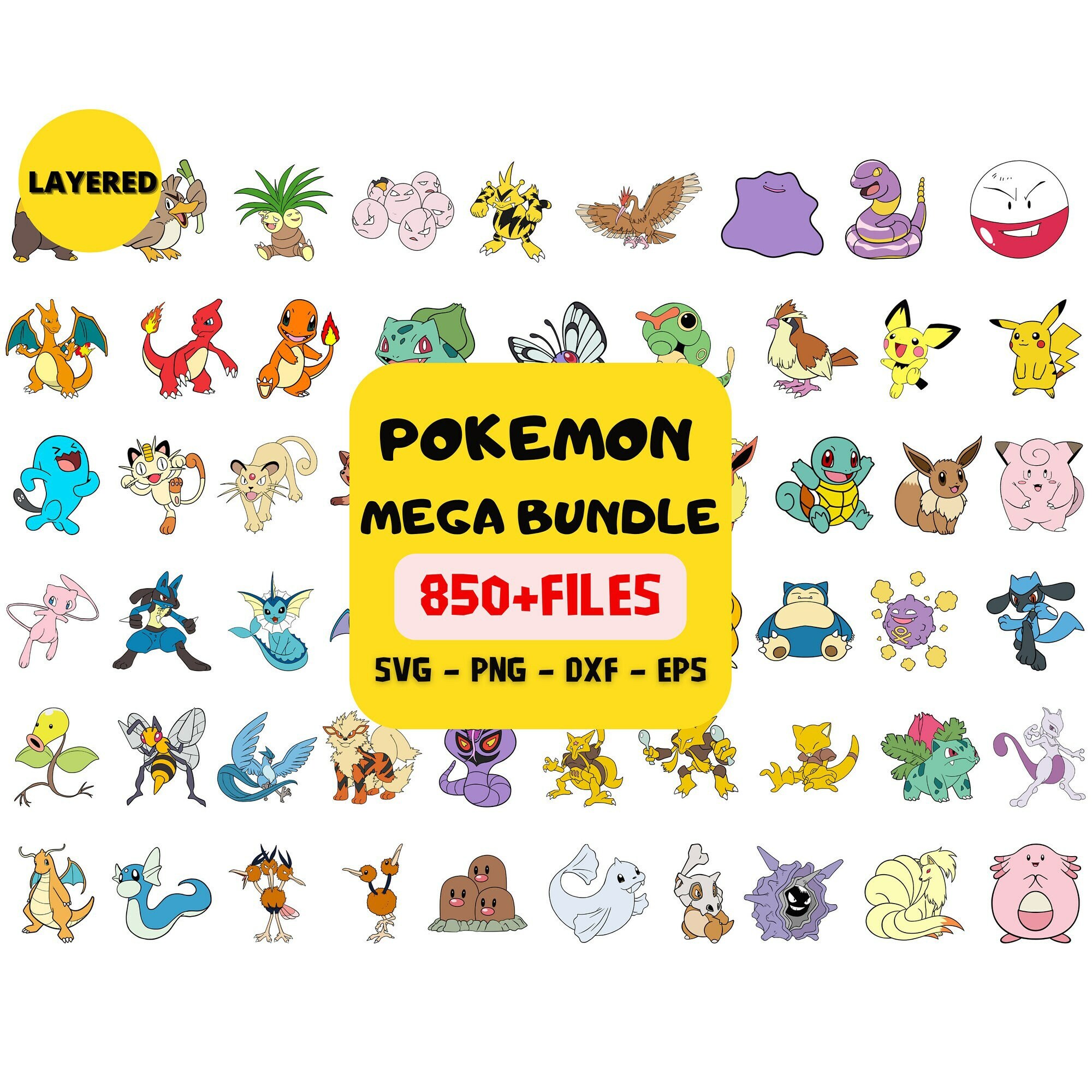 Pokemon Svg Bundle, 850files Pokemon Svg, Pikachu Svg, Pokemon Clipart ...