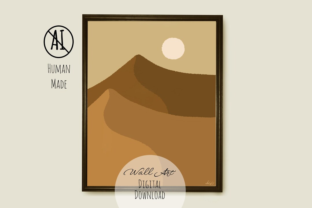 Desert Landscape| Mid Century Modern Hand Drawn Abstract Wall Art Print ...