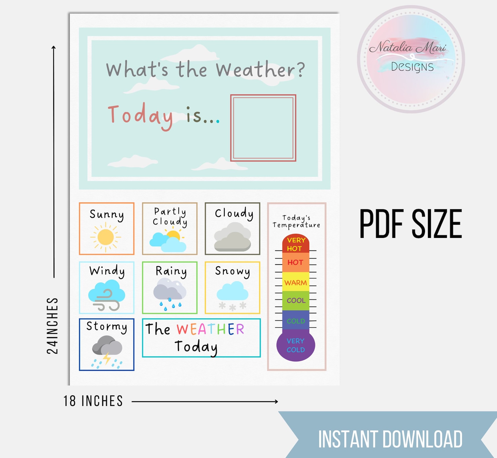Weather Chart, Educational Kids Learning Chart of Weather and ...