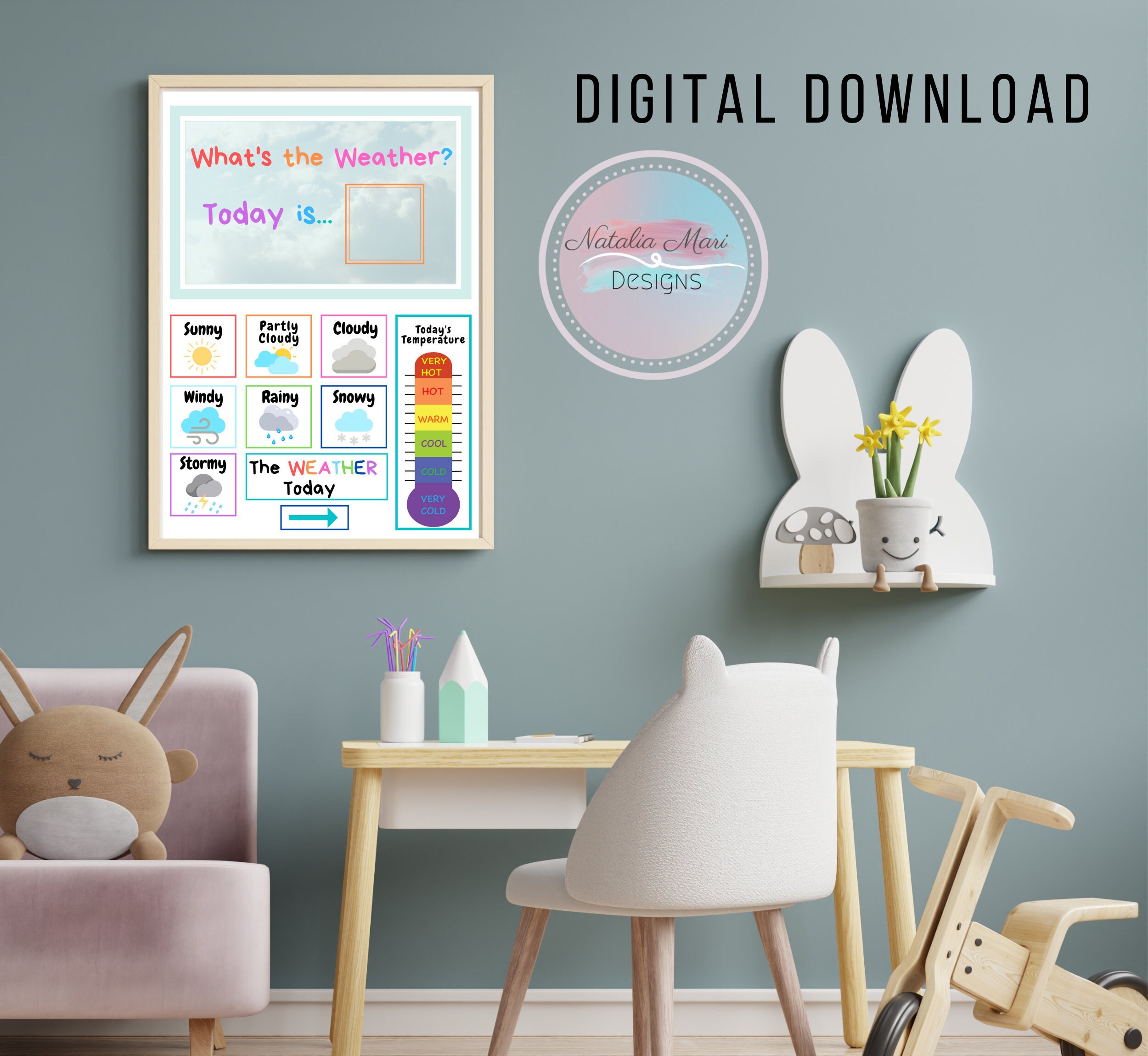 Weather chart Educational kids learning chart of weather and | Etsy