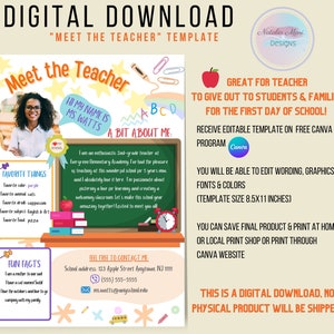 Colorful meet the Teacher Template Editable - Etsy