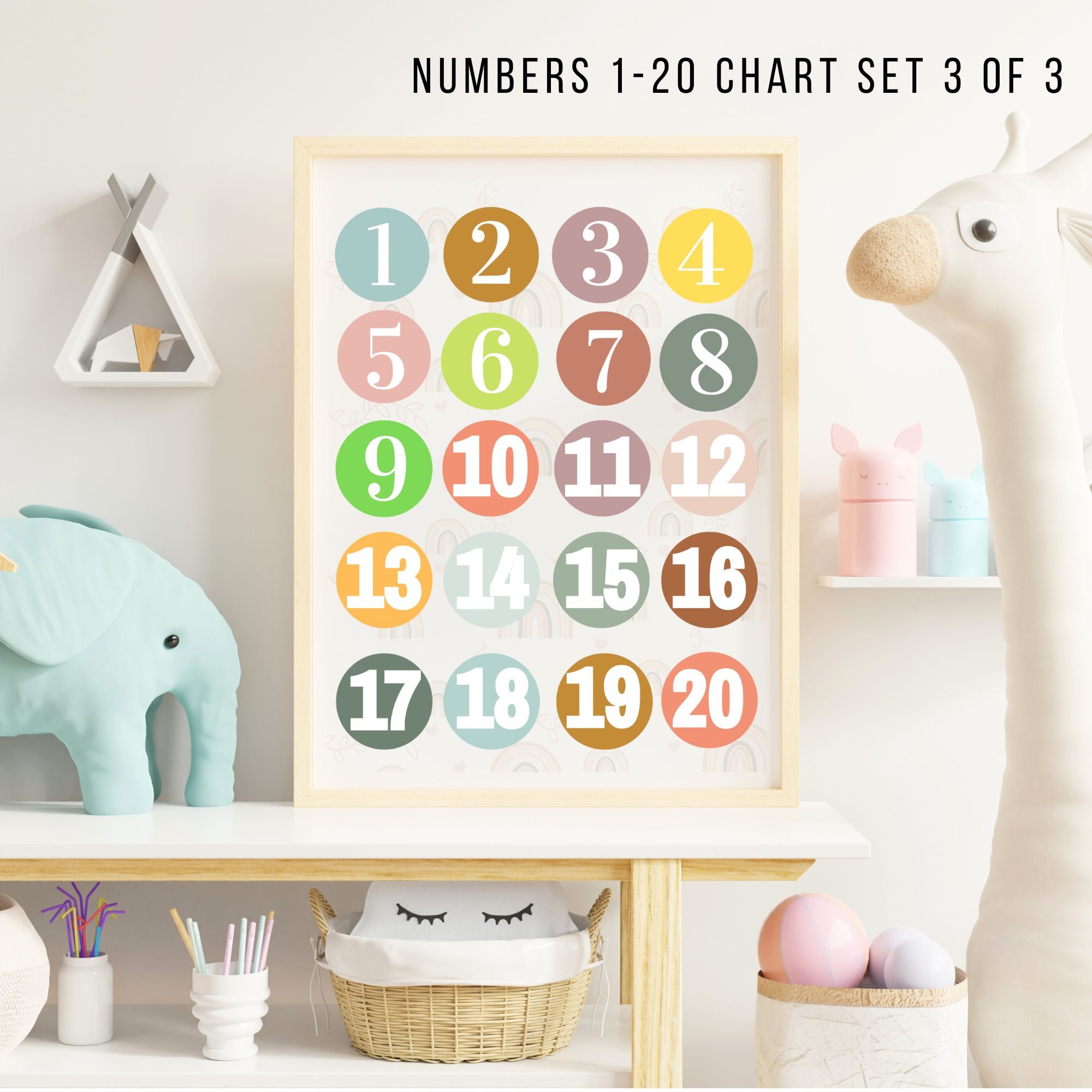 Educational Posters set of 3, Alphabet, Numbers 1-20, Basic Shapes, for ...