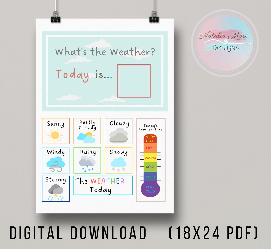 Weather Chart, Educational Kids Learning Chart of Weather and ...